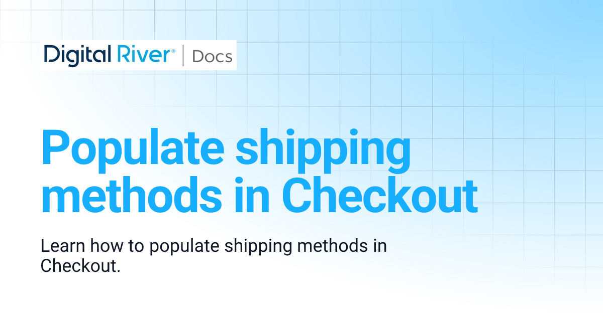 Populate shipping methods in Checkout | BigCommerce Prebuilt Checkout ...
