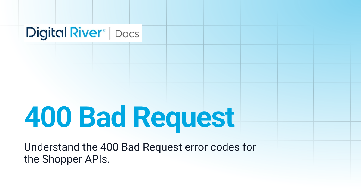 400 Bad Request | Commerce API references
