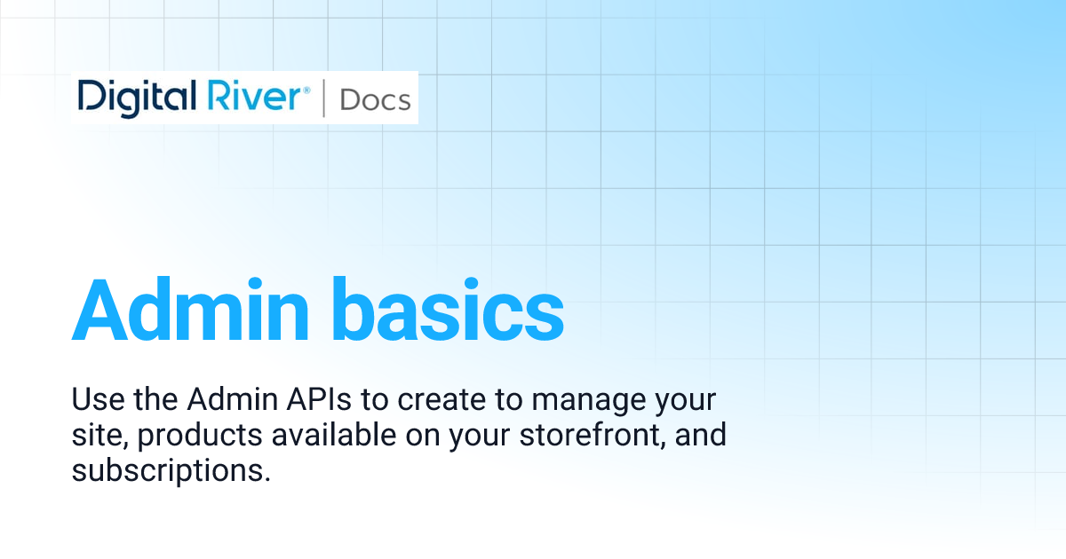 Admin basics | Commerce API