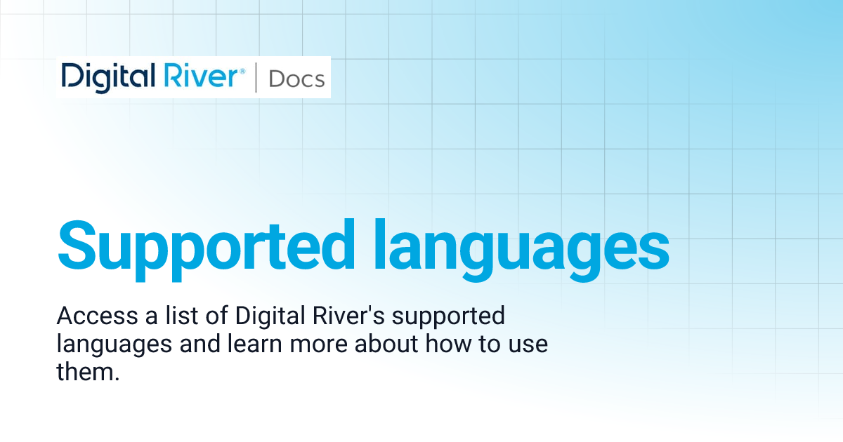 Supported languages | Digital River API references