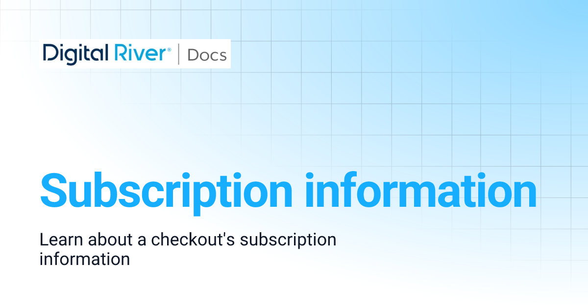 Subscription information | Digital River API
