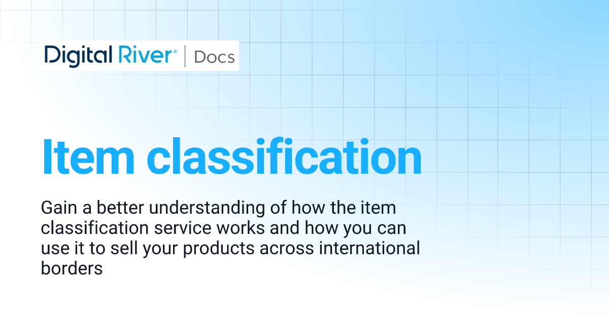 Item classification | Digital River API