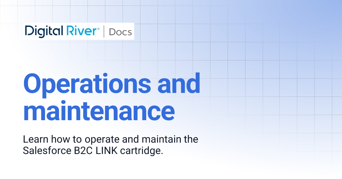 Operations And Maintenance Salesforce B2c Link Cartridge