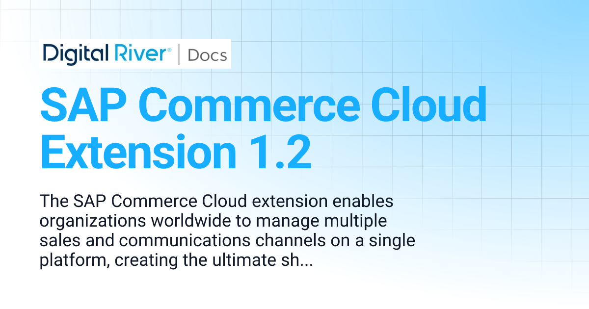 SAP Commerce Cloud Extension 1.2 | SAP Commerce Cloud Extension